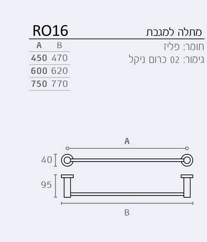 מתלה למגבת יחיד דגם RO16 - עידן הפרזול