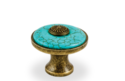 כפתור פורצלן טורקיז FA061 - עידן הפרזול