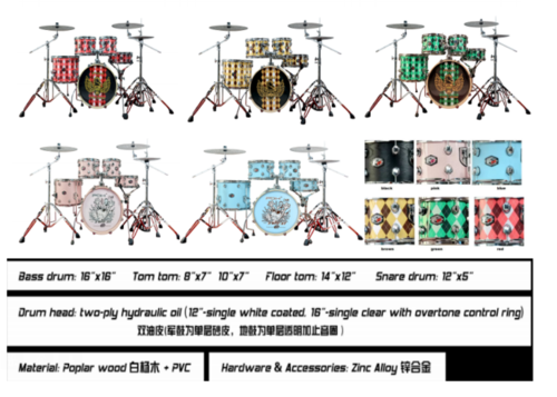 סט תופים 5 חלקים שחור PDH SW-DK BLACK - PDH - מערכות תופים