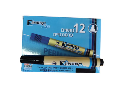 12 טושים לא מחיקים ראש שטוח LINERO - צבעים לבחירה - טושים לא מחיקים