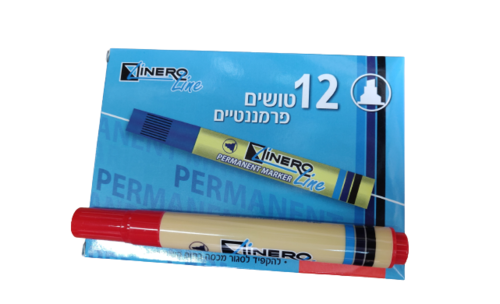 12 טושים לא מחיקים ראש שטוח LINERO - צבעים לבחירה - טושים לא מחיקים