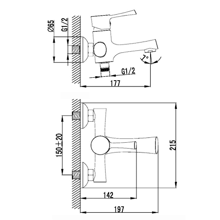ברז קיר סוללה לאמבטיה קומפלט | כרום ניקל | 44010 | יערה| מדגל MADGAL