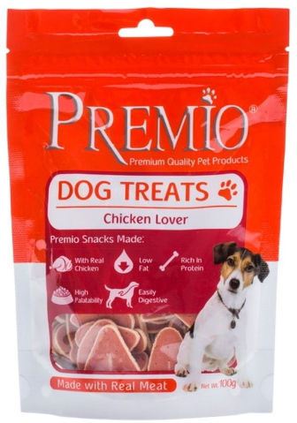 חטיף פרימיו לבבות עוף דקות 100 גרם PREMIO CHICKEN LOVER