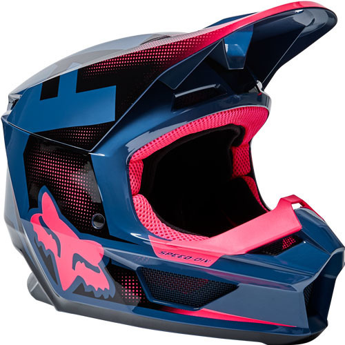 קסדה לאופנוע לילדים V1 כחול / ורוד - FOX MIPSYOUTH V1 DIER HELMET