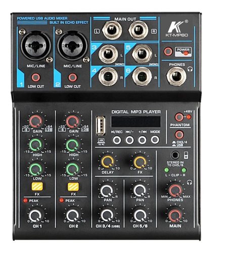 מיקסר 6 ערוצים עם אפקט והקלטה KARSECT KT-MP60 Bluetooth