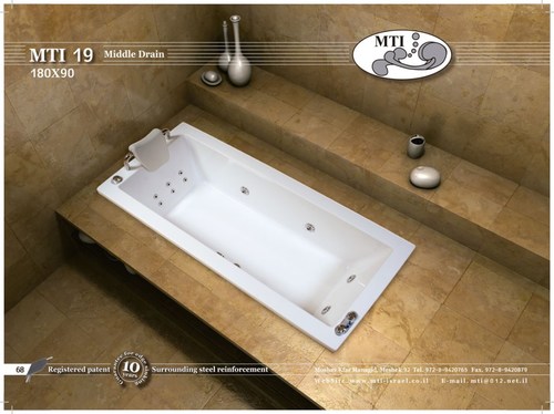 אמבטיה אקרילית 180/90 MTI 19 לבן מבריק - משלוח VIP עד פתח הבית