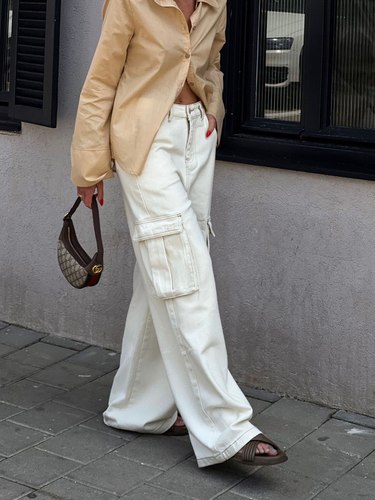 ג'ינס לבן פלארי - מכנסיים