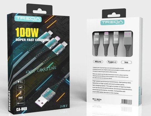 כבל טעינה מהיר אוניברסלי לסלולר TREQA - Treqa - כבלים ומתאמים