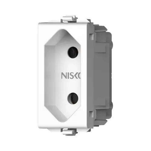 שקע דו פיני 1 מודול לבן ניסקו סוויץ NISKO SWITCH - מפסקים ושקעים