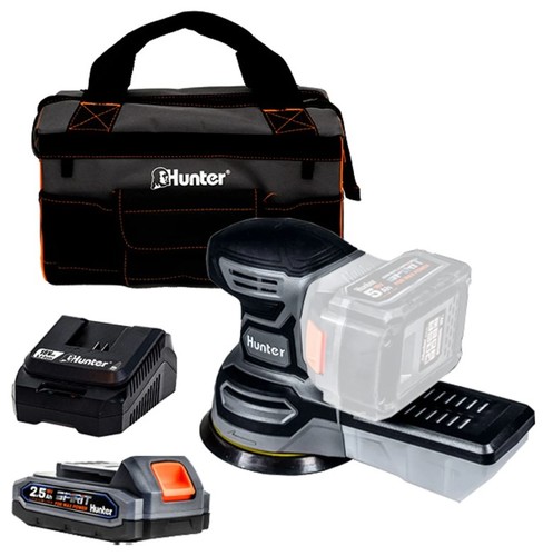 מלטשת אקצנטרית נטענת כולל סוללה 2.5AH 18V Hunter - Hunter - מלטשות אקצנטריות