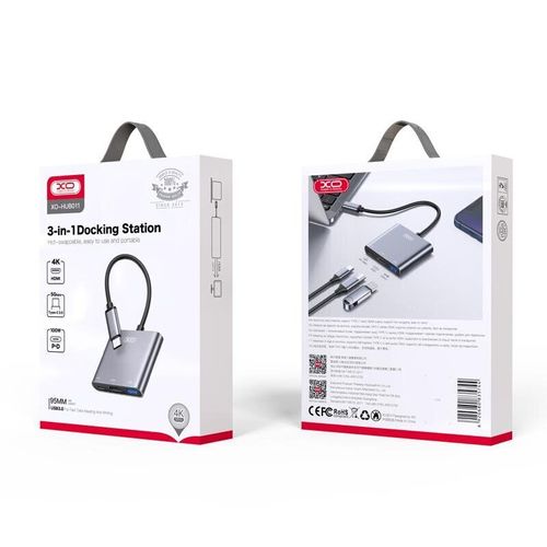 מפצל Type C Xo -HUB011 3 in 1 Docking Station - XO - דסקים קשיחים ...