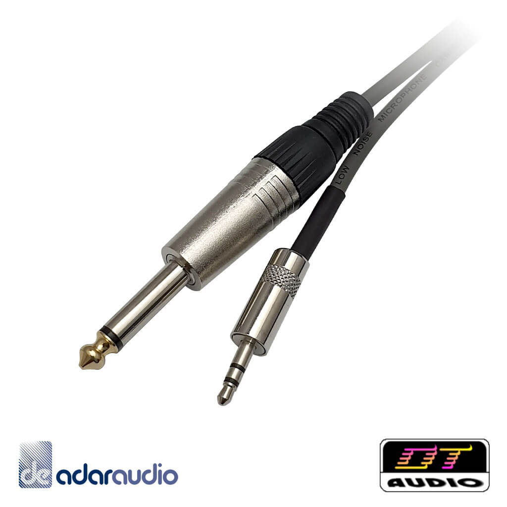 כבל מקצועי - 10 מטר - PL3.5 זכר סטריאו ל PL6.35 זכר מונו