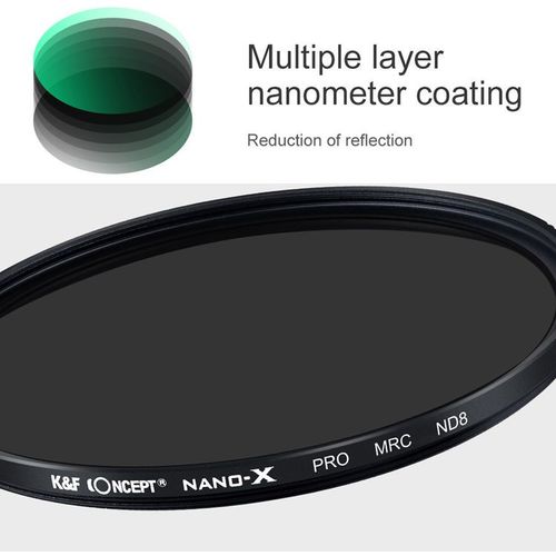 פילטר - K&F Concept Nano-X MRC ND8 Filter 77mm - K&F Concept - פילטרים לעדשות
