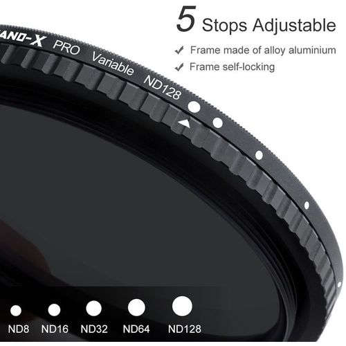 פילטר - K&F Concept Nano-X PRO Variable Fader ND8-ND128 Filter 62mm - K&F Concept - פילטרים לעדשות