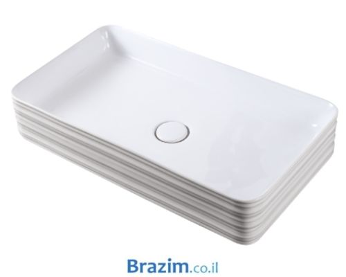 כיור מונח מרקיז מלבני מידה 65/38 לבן מבריק Brazim.co.il