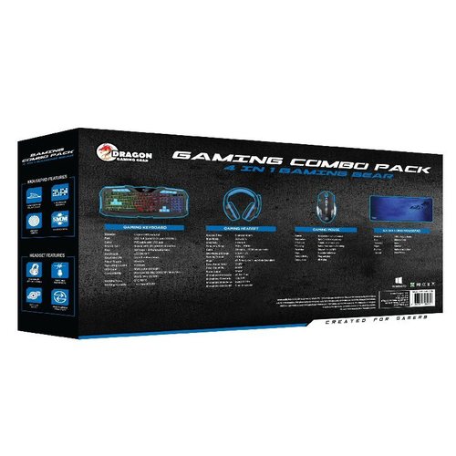 ערכת גיימינג Dragon Gaming Combo Pack שחור/כחול - - מקלדות גיימינג