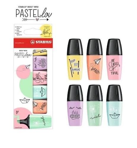 מדגשי מיני סטבילו בוס פסטל - סט 6 צבעים STABILO - - מדגשים