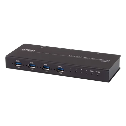 ATEN 4 x 4 USB 3.2 Gen 1 Industrial Hub Switch US3344I - - Aten