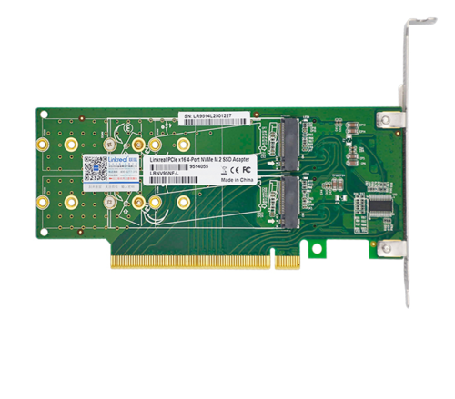 PCIe x16 to 4 x M.2 M Key NVMe SSD Adapter- Low Profile LR LINK ...