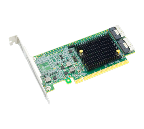 PCI Express 4.0 x16 to 2 x SlimSAS SFF-8654 8i Retimer Adapter ...