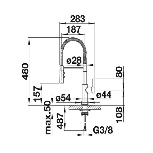 ברז נשלף BLANCO דגם קטריס פלקסו נירוסטה שחור - בלנקו