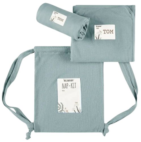 NAP KIT - סט שינה לגן הכולל סדין ושמיכה בתיק בד - כחול TEAL מיננה ...