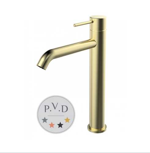 ברז גבוה 49812 זהב מוברש pvd סדרת רובי מדגל - - ברזים לאמבטיה