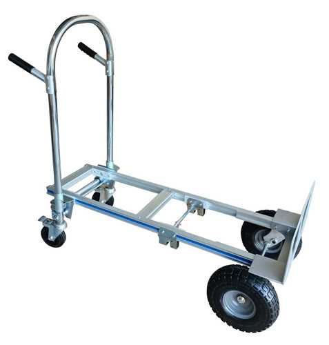 עגלת משא מתקפלת דו-מצבית, אלומ', עד כ-200 ק"ג, גלגלי גומי עם מעצורים ...