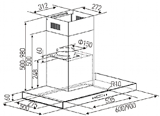 קולט אדים דגם LV-F-515-W lyvent - lyvent - קולטי אדים