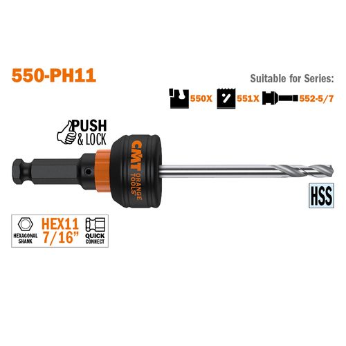 מקדח HSS עבור ציר מתאם למקדחי כוס 6.35x125 CMT - CMT - מקדחי כוס
