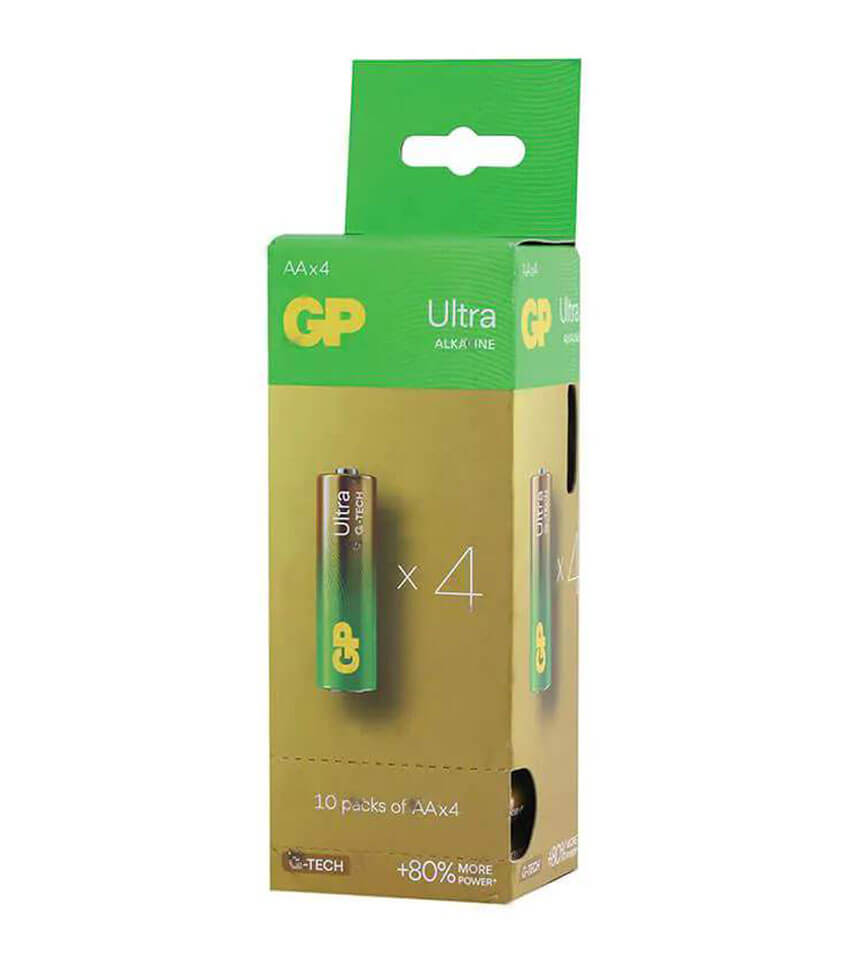 40 סוללות אולטרה אלקליין AA - GP - - סוללות