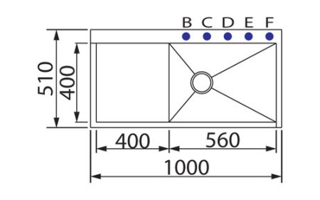 כיור מטבח נירוסטה יחיד עם משטח 51X100X20.5 ס"מ דגם אמרלד - שוני
