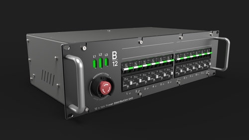 לוח הפצת חשמל Stage Smarts B12A-11 (12x16A), DE-Schuko, 2x19-pin Socapex