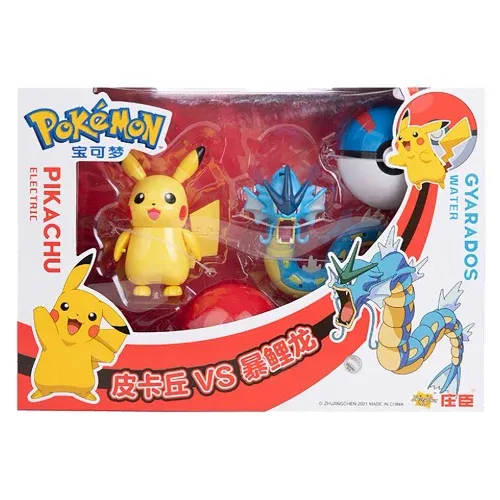 זוג דמויות+זוג כדורים- פיקאצ'ו נגד גיאראדוס POKEMON PIKACHU VS GYARADOS