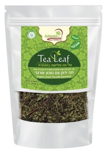 תה ירוק עם נענע אורגני 100 גרם עדנים - שקדיה מוצרי טבע
