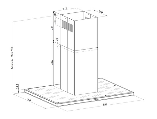 קולט אדים אי 90 ס"מ LyVent LVI251 - קולטי אדים