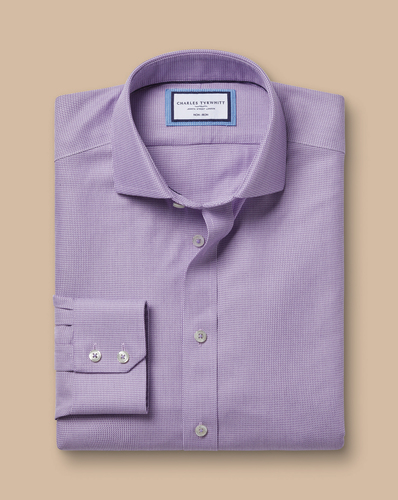 חולצה סגולה גזרת קלאסיק -Lilac purple non-iron Mayfair weave cutaway ...