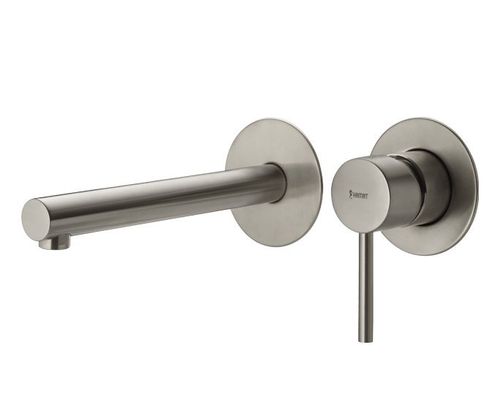 ברז קיר לכיור רחצה 305214 פיה ארוכה ניקל מוברש חמת - חמת - ברז קיר