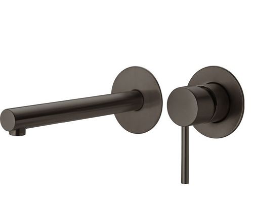 ברז קיר לכיור רחצה 305214 פיה ארוכה שחור מוברש חמת - חמת - ברז קיר