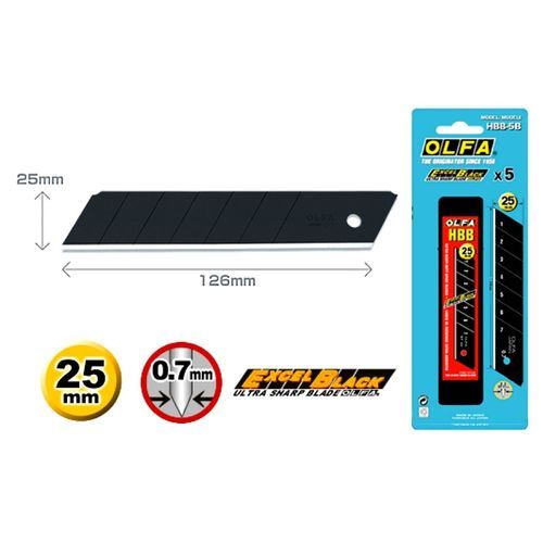 להבים שחורים 25 מ"מ דגם: HBB-5B OLFA