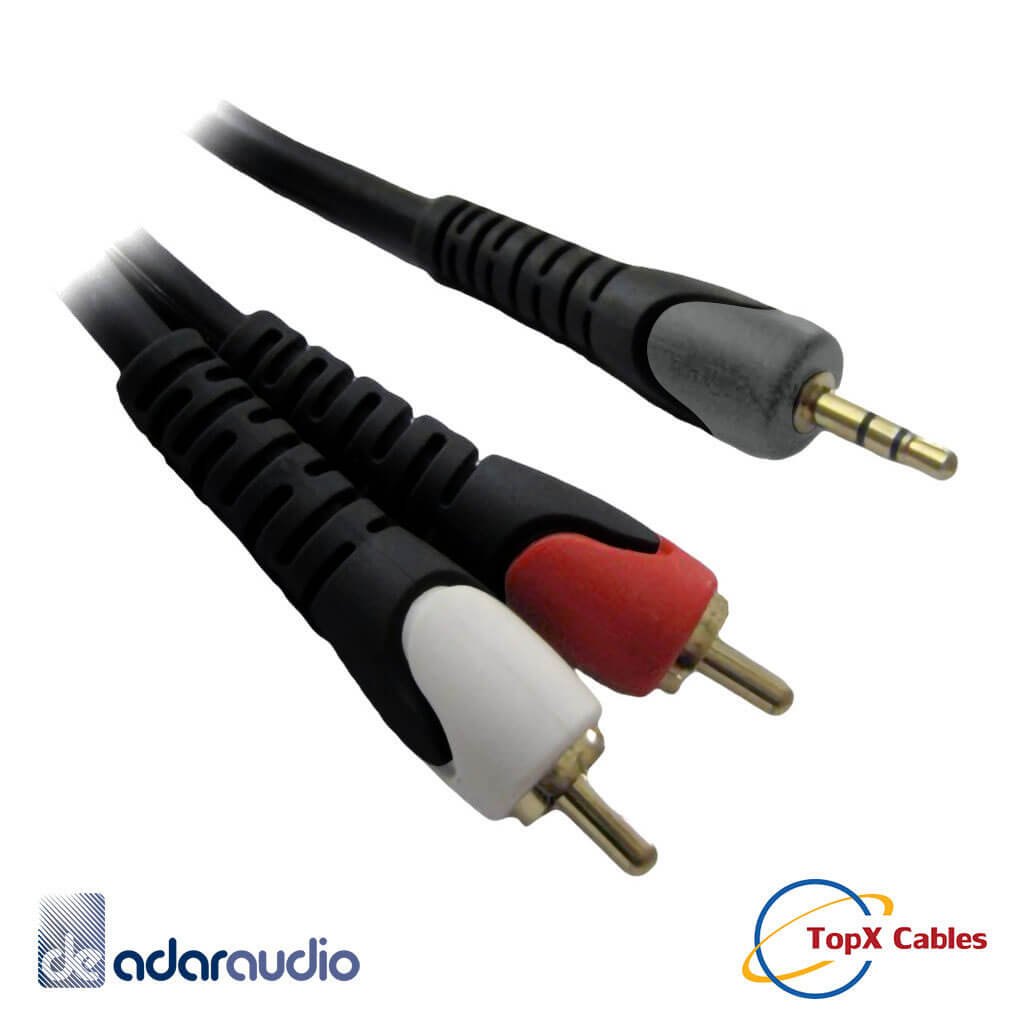 כבל אודיו RCA - PL מסוכך ובאיכות גבוהה - באורך 3 מטר - זכר לזכר - TopX