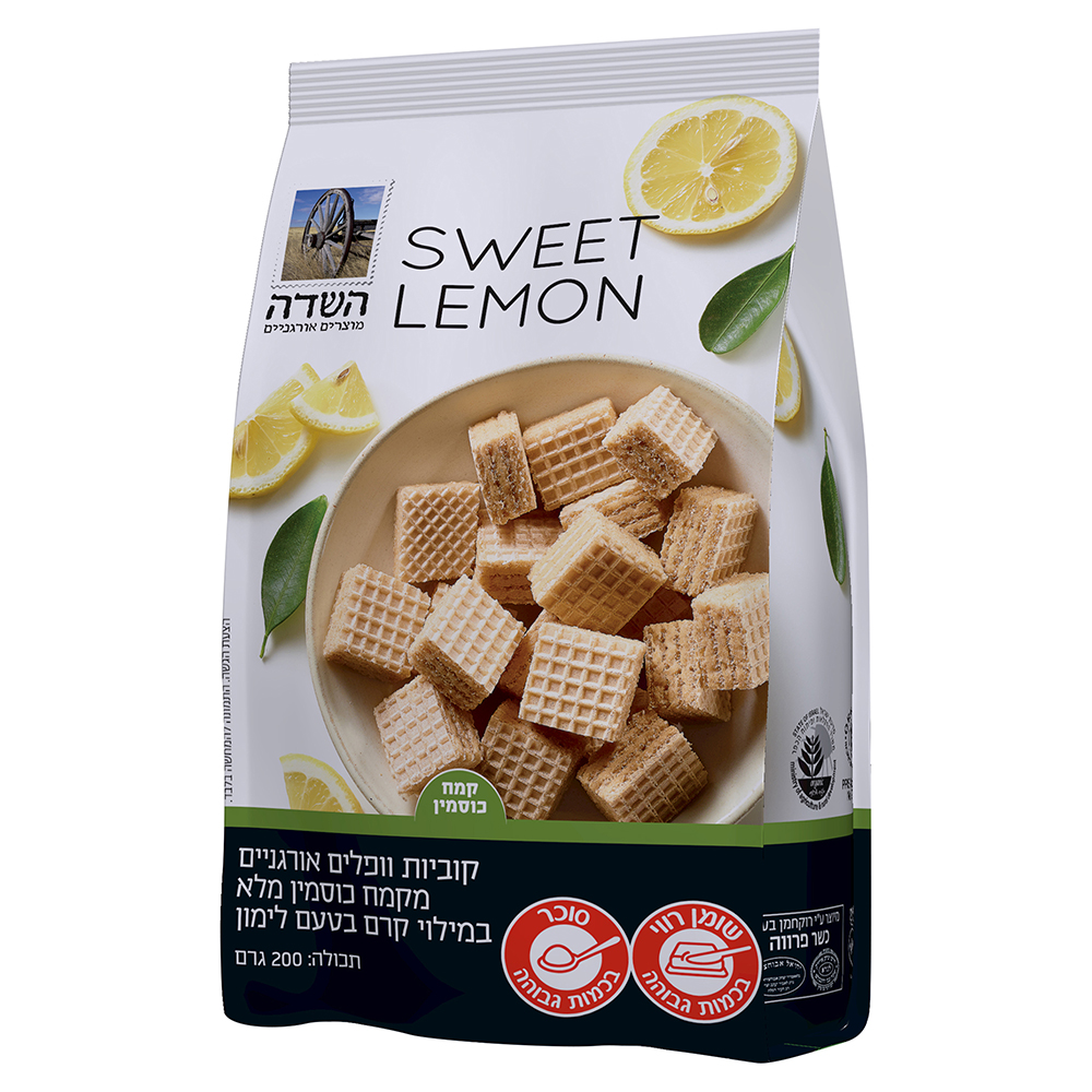 קוביות וופלים אורגניים כוסמין במילוי לימון - השדה