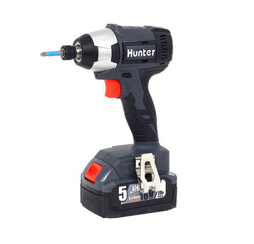 מברגת אימפקט BrushLess נטענת 18V עם 2 סוללות 5Ah ומטען מהיר 100312-019 Hunter - Hunter - כלי עבודה