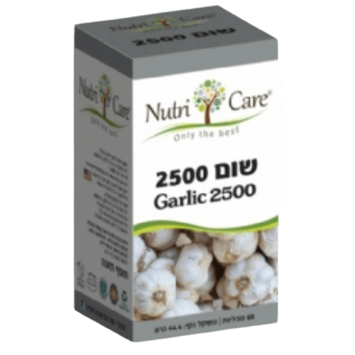 שום 2500 | Garlic 2500 | מכיל 60 כמוסות | נוטרי קר | Nutri Care