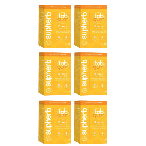 מבצע שישיה | ויטמין D בגומי לעיסה | במינון 1000 מק"ג | מכיל 180 יחידות סה"כ | טעם פירות אקזוטיים ...