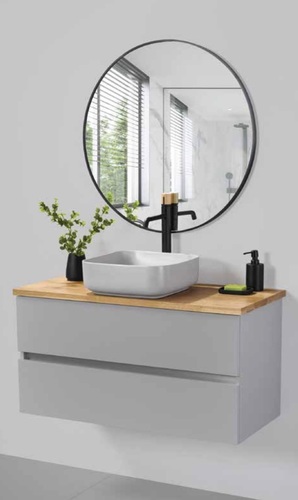 ארון אמבטיה תלוי דגם רנגלר עומק 47 ס"מ עם כיור סקיני חרס לבן 82 ס"מ - סניטק