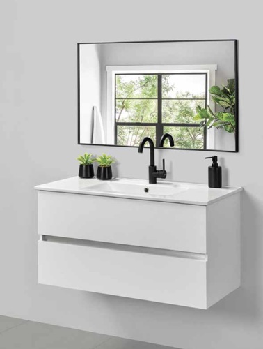 ארון תלוי דגם רנגלר - RENGLER עומק 47 ס"מ עם כיור סקיני חרס לבן 92 ס"מ ...