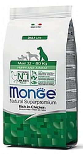 MONGE מונג 12 ק"ג מזון יבש לכלבים גורים מגזע גדול (פאפי מקסי) מונג ...