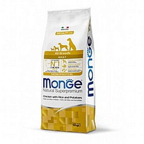 MONGE מונג 12 ק"ג מזון יבש לכלבים בוגרים בטעם עוף אורז ותפו"א מונג ...