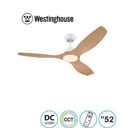 מאוורר תקרה ווסטינגהאוס 52″ MONTANA לבן/עץ אלון עם שלט ולד מובנה 28W ...